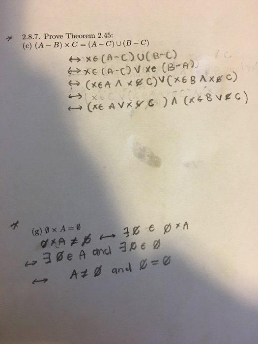 Solved 28.7. Prove Theorem 2.45 (c) (A-B) × C = (A-C) U | Chegg.com