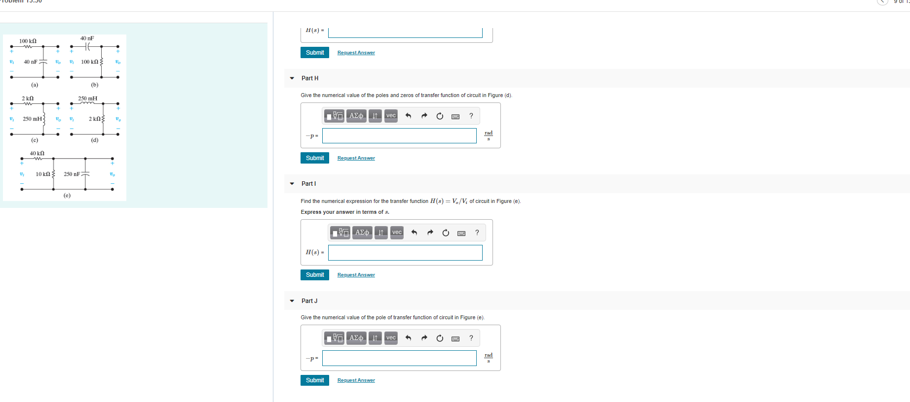 Solved 40 nF 100k 22 w Part A ♡ 40 nF 16V 100kn Find the | Chegg.com