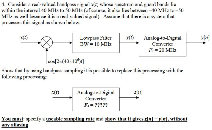 Solved 4. Consider a real-valued bandpass signal x(t) whose | Chegg.com