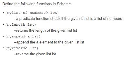 Solved Define the following functions in Scheme | Chegg.com