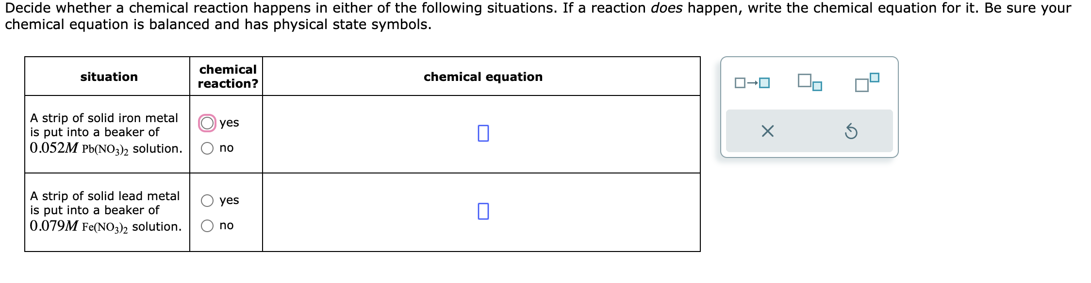 Solved Decide Whether A Chemical Reaction Happens In Either