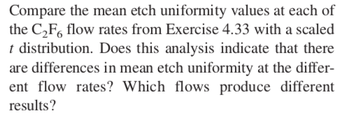 Compare the mean etch uniformity values at each of | Chegg.com