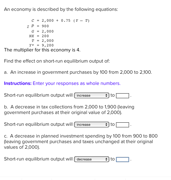 Solved An economy is described by the following equations: | Chegg.com