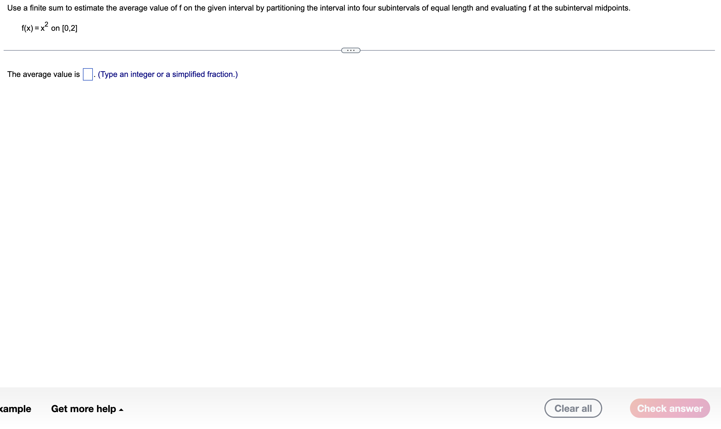 Solved f(x)=x2 on 0,2The average value is. (Type an integer | Chegg.com