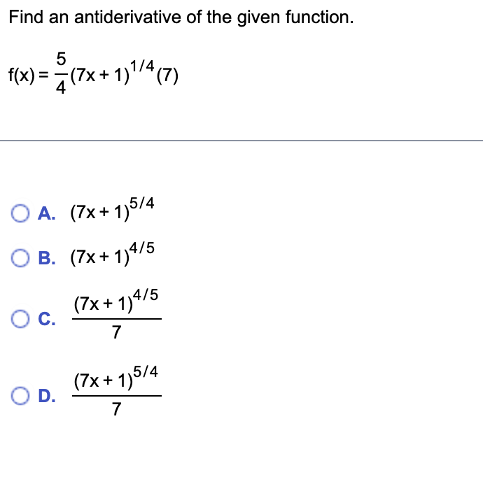Solved Find an antiderivative of the given function. | Chegg.com