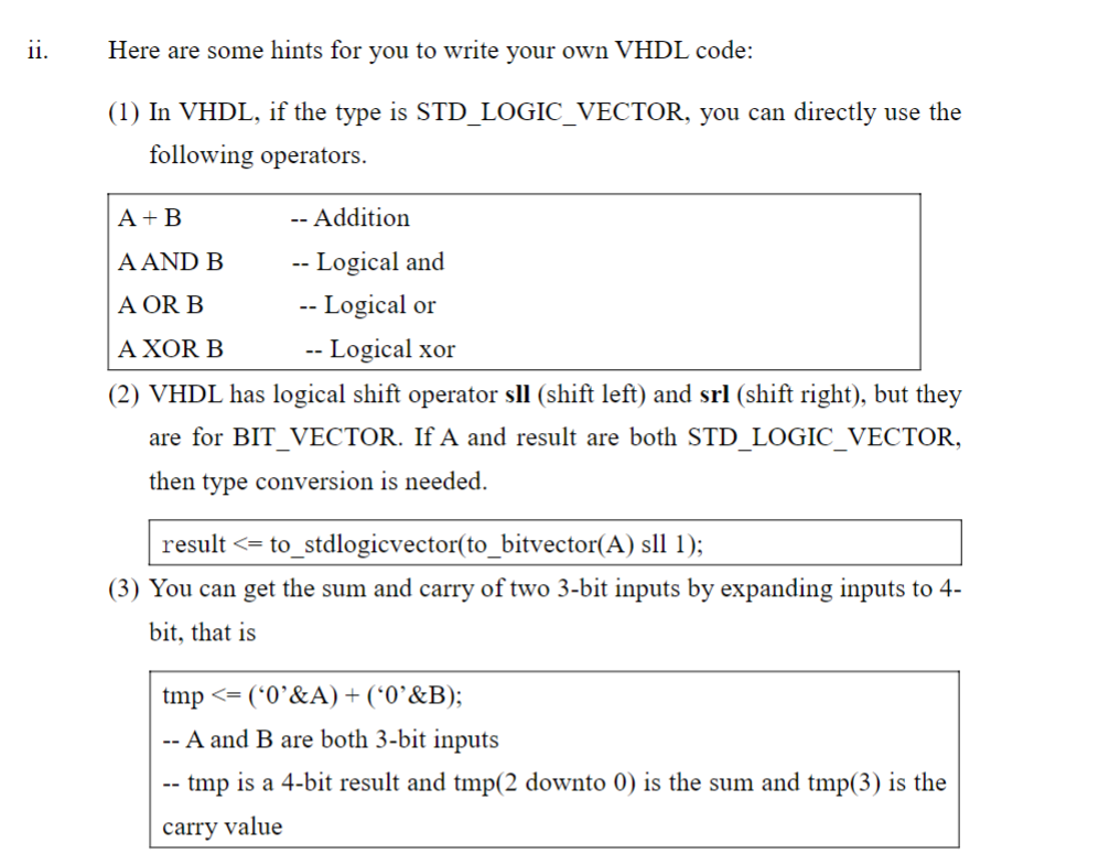 Solved Experiment 1: ALU Implementation i. An arithmetic | Chegg.com