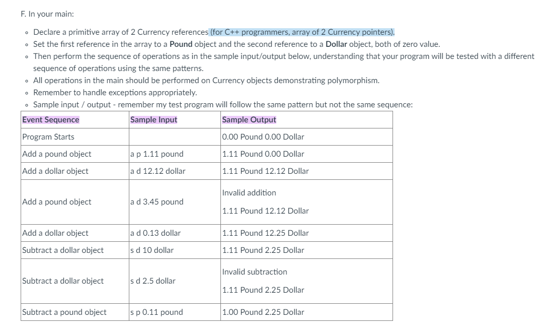 Solved Programming problem: Currency Simulator A. Create an | Chegg.com