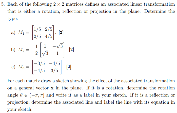 Solved Each of the following 2×2 matrices defines an | Chegg.com