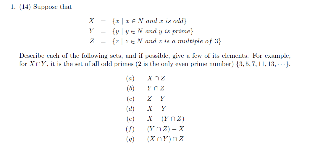 Solved 1. (14) Suppose that X = Y {x | x € N and x is odd} | Chegg.com