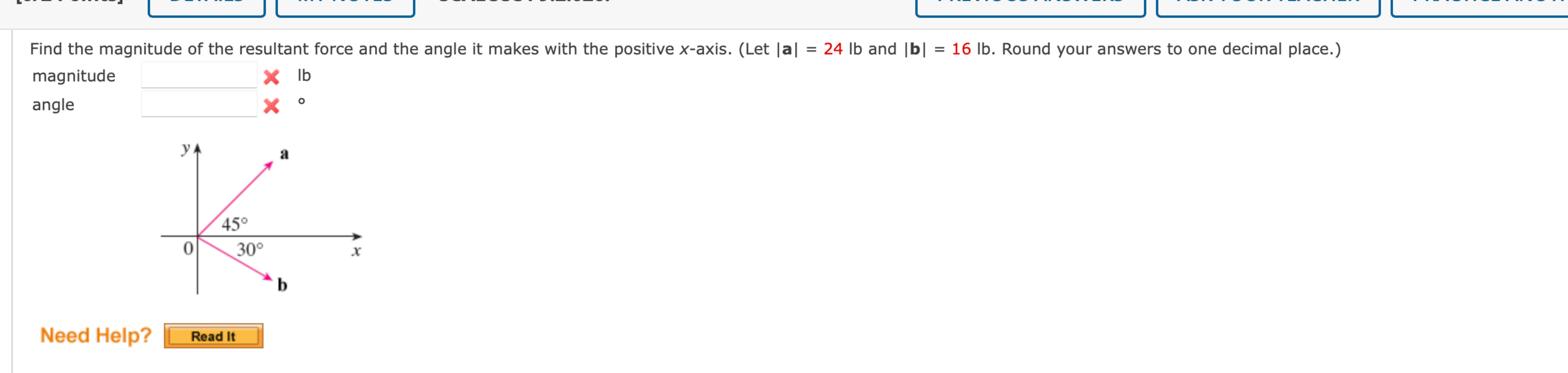 [Solved]: Find the magnitude of the resultant force and the