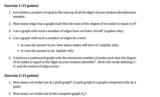 Solved Exercise 1 (15 points) 1. Let's define a number d | Chegg.com