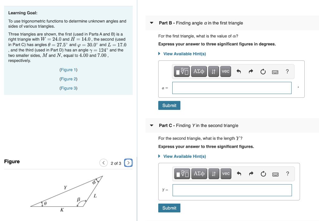 Solved Part B - Finding angle a in the first triangle | Chegg.com