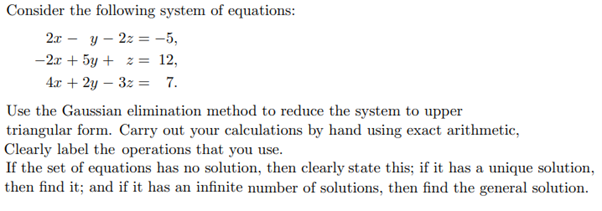 Solved Consider the following system of equations: | Chegg.com