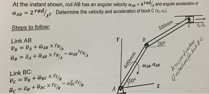Solved At the instant shown, rod AB has an angular velocity | Chegg.com