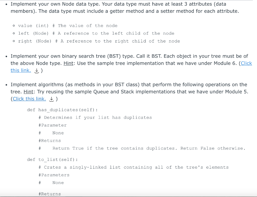 Solved Implement your own Node data type. Your data type | Chegg.com