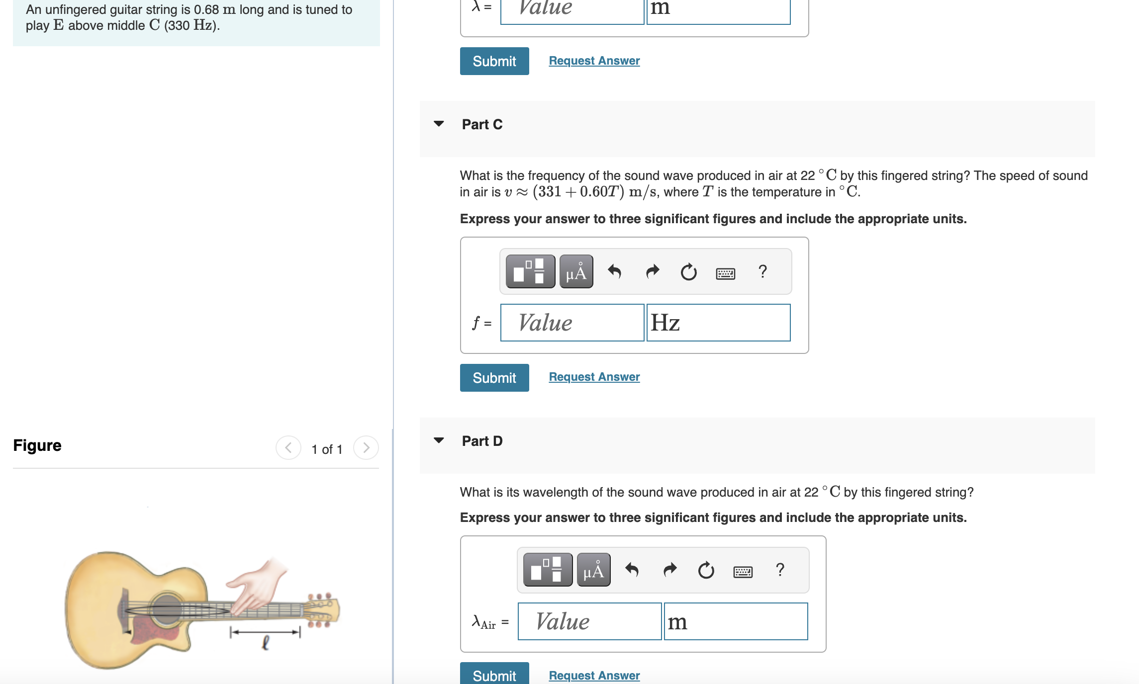 Solved by an EXPERT An ﻿unfingered guitar string is 0.68 m ﻿long and is | Chegg.com