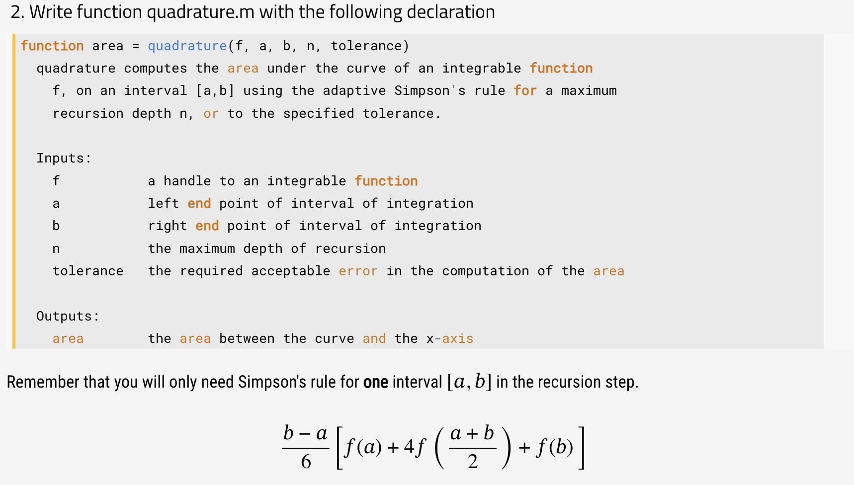 Solved 2. Write function quadrature.m with the following | Chegg.com