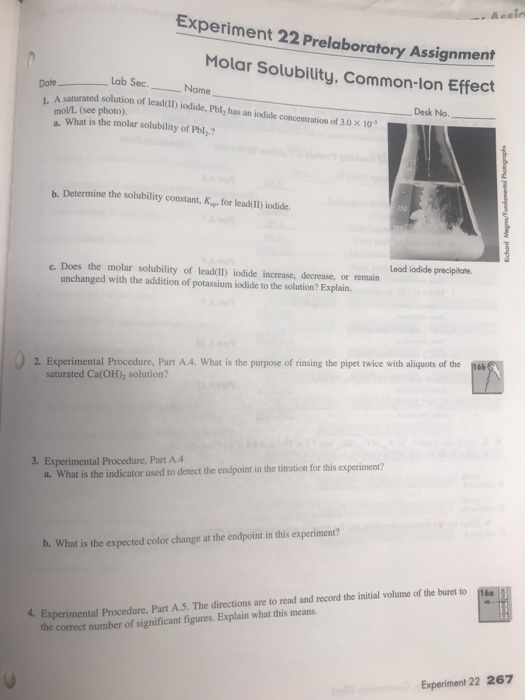 Solved Experiment 22 Prelaboratory Assignment Molar