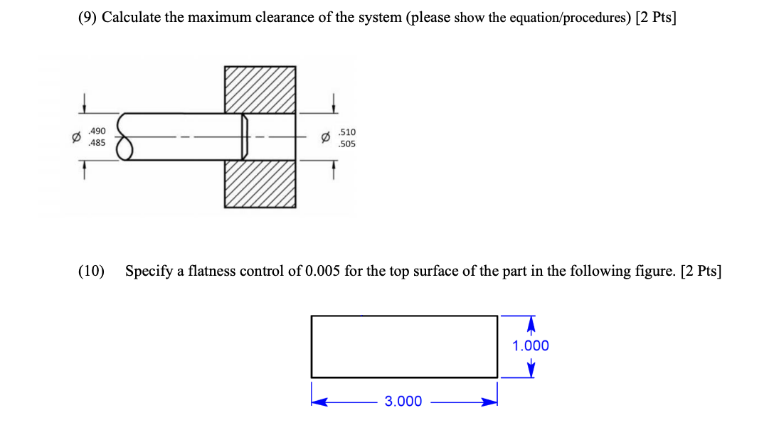 Solved (9) Calculate the maximum clearance of the system | Chegg.com