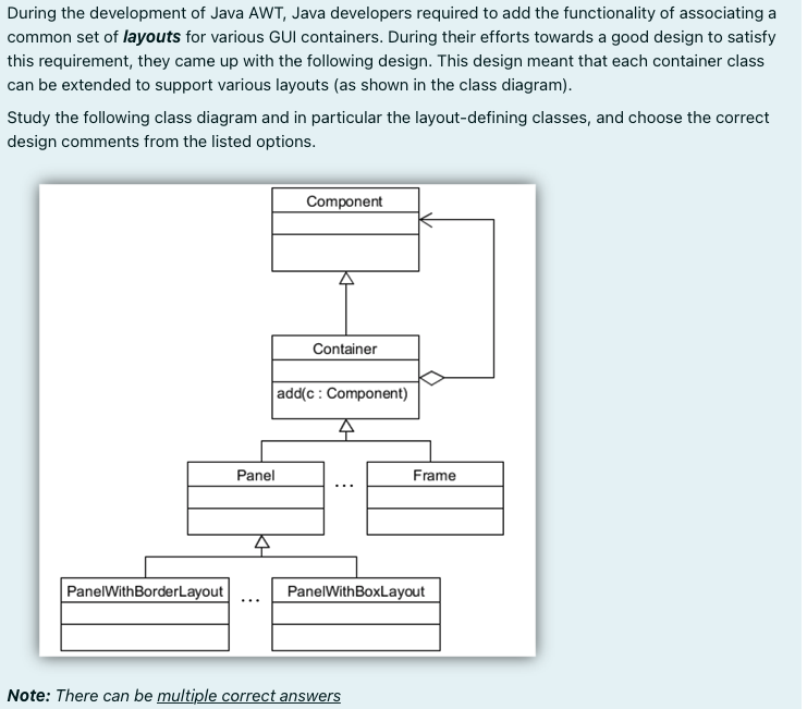Solved During the development of Java AWT, Java developers | Chegg.com
