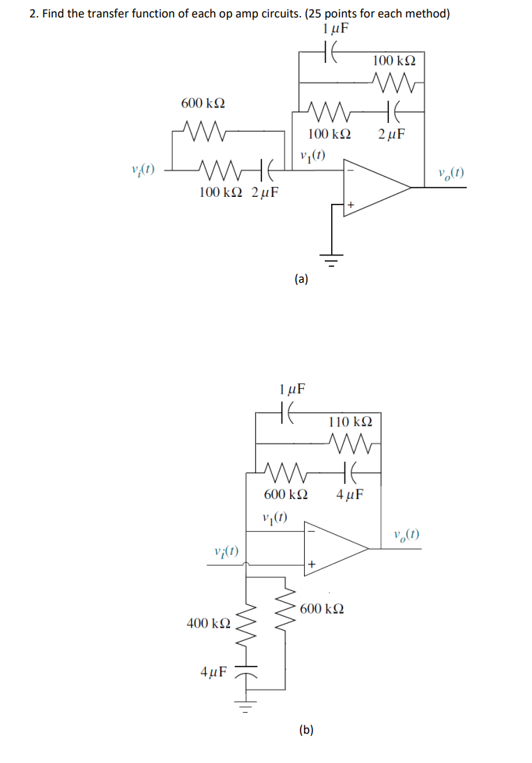 Solved 2. Find the transfer function of each op amp | Chegg.com