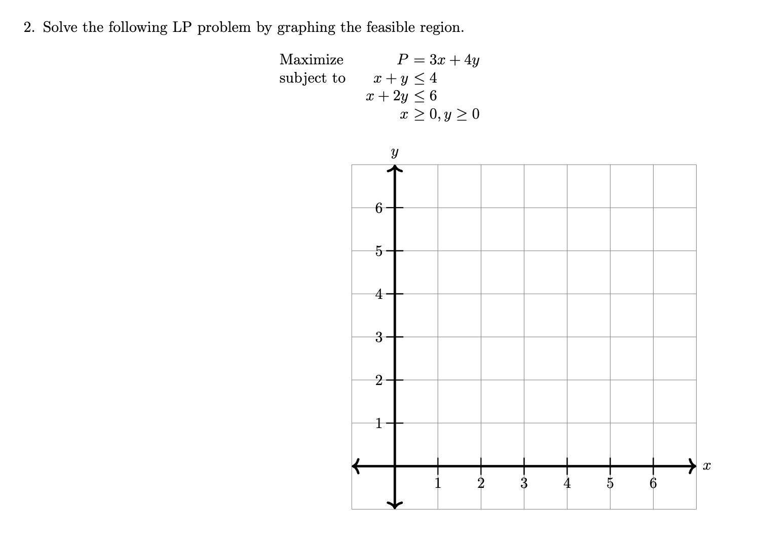 Solved 2. Solve the following LP problem by graphing the | Chegg.com