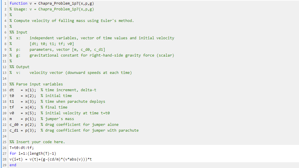 Solved Numerical Solution to the Bungee Jumper Problem. | Chegg.com