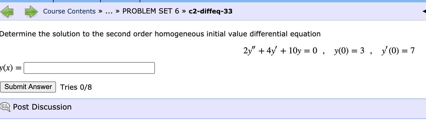 Solved Course Contents » » PROBLEM SET 6 » c2-diffeq-33 | Chegg.com