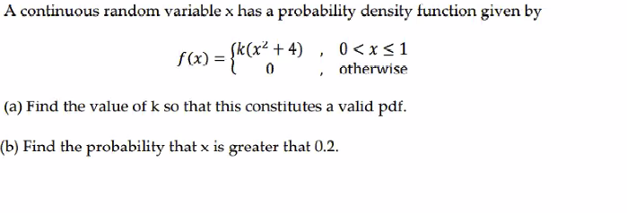 Solved A continuous random variable x has a probability | Chegg.com