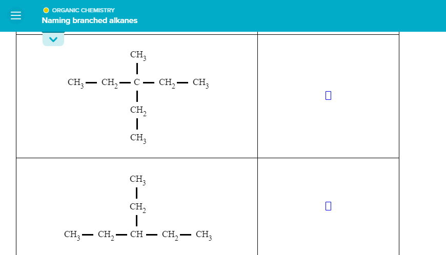 Solved ORGANIC CHEMISTRY Naming branched alkanes Name the | Chegg.com