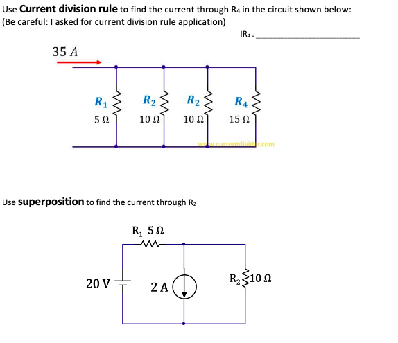 Solved Use Current division rule to find the current through | Chegg.com