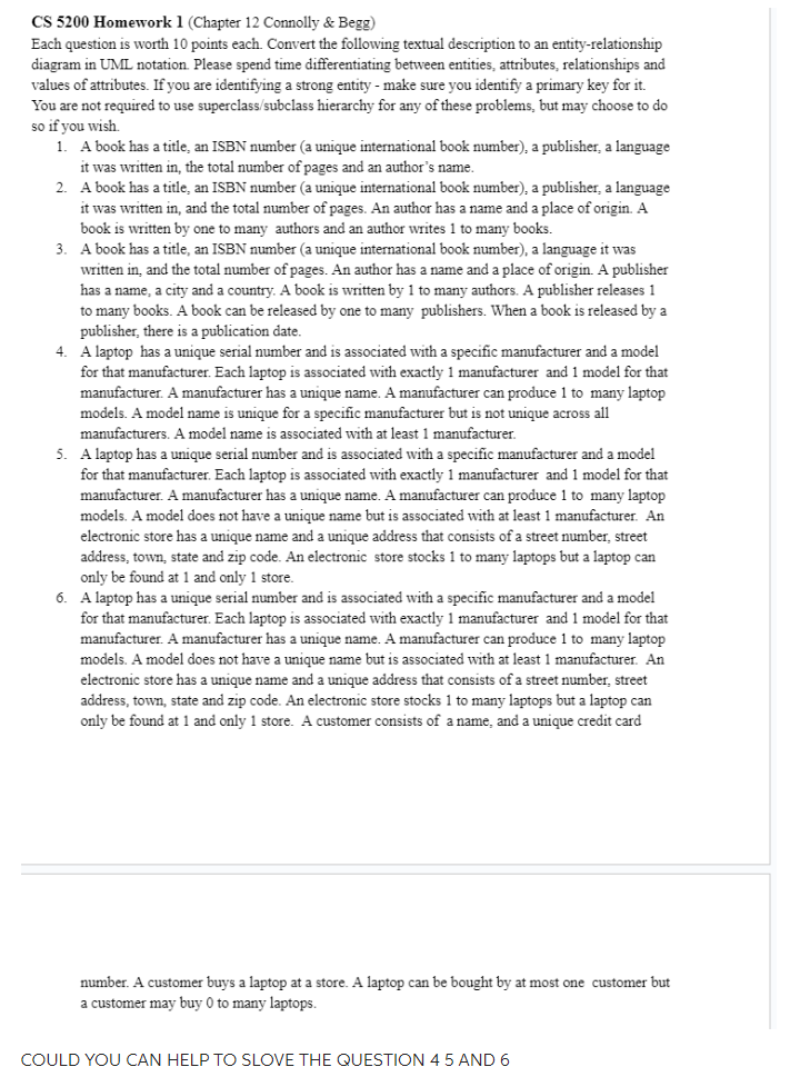 Solved CS 5200 Homework 1 (Chapter 12 Connolly \& Begg) Each | Chegg.com