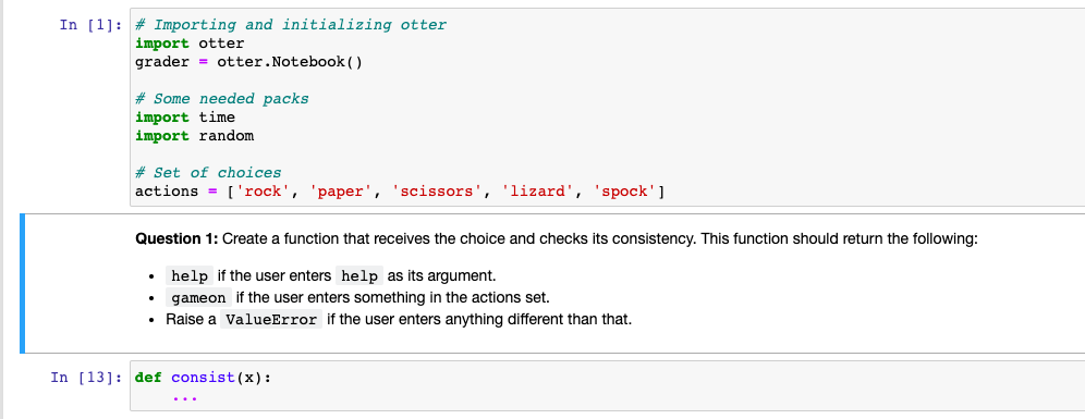 In python create a Rock-Paper-Scissors-Lizard-Spock | Chegg.com