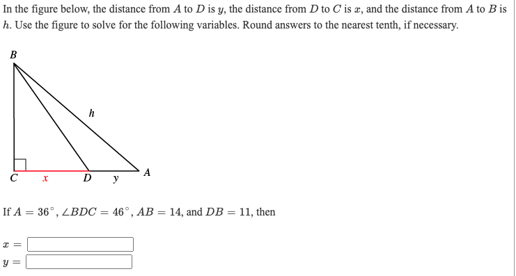 Solved In the figure below, the distance from A to Dis y, | Chegg.com