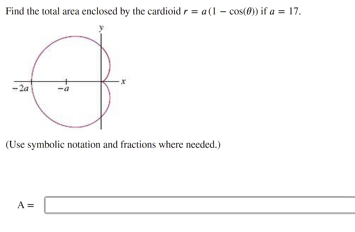 Solved Find the total area enclosed by the cardioid r = a (1 | Chegg.com