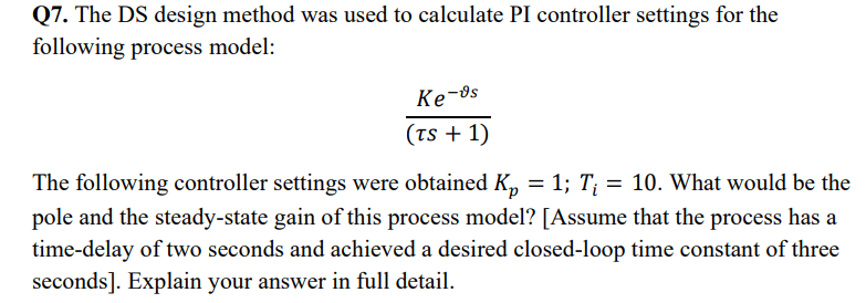 Solved Q7. The DS design method was used to calculate PI | Chegg.com