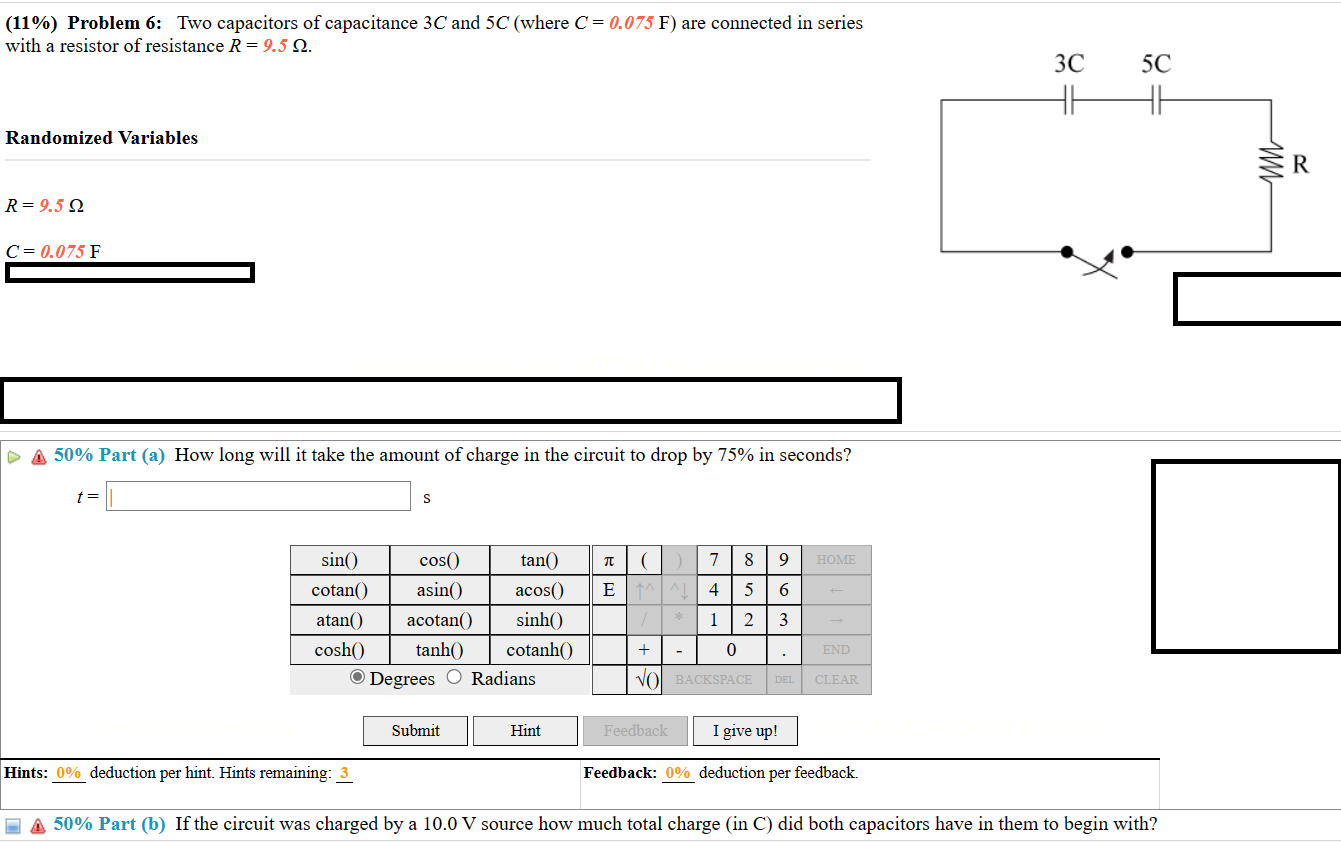 Solved (11\%) Problem 6: Two capacitors of capacitance 3C | Chegg.com