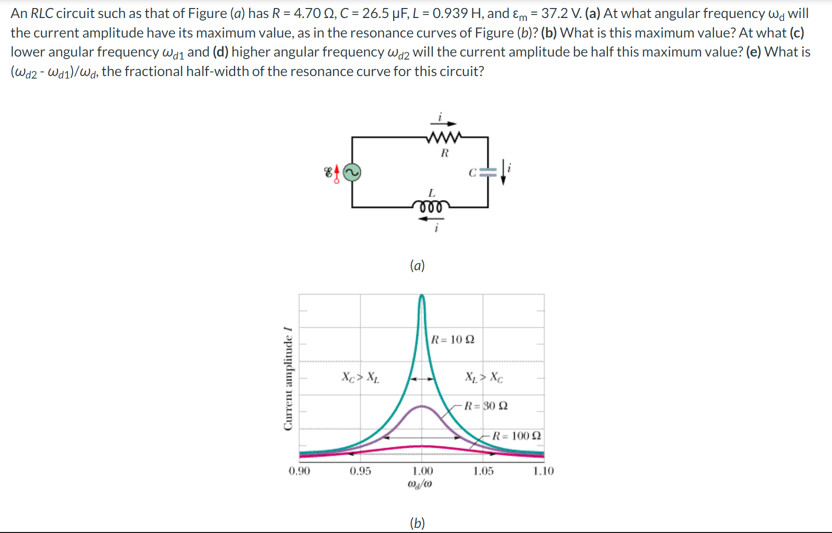 Solved An RLC circuit such as that of Figure (a) has | Chegg.com