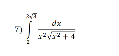 Solved 273 dx 7) x27x2 + 4 2 | Chegg.com