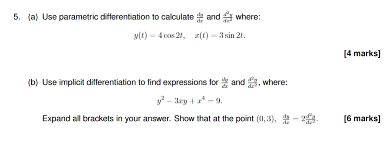 Solved please only answer number 5(a) ﻿Use parametric | Chegg.com