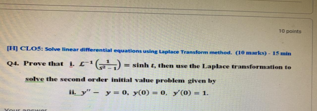 Solved 10 points [H] CLO5: Solve linear differential | Chegg.com