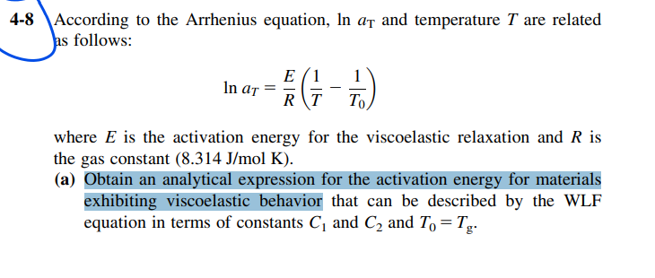 Solved 4-8 According to the Arrhenius equation, In at and | Chegg.com