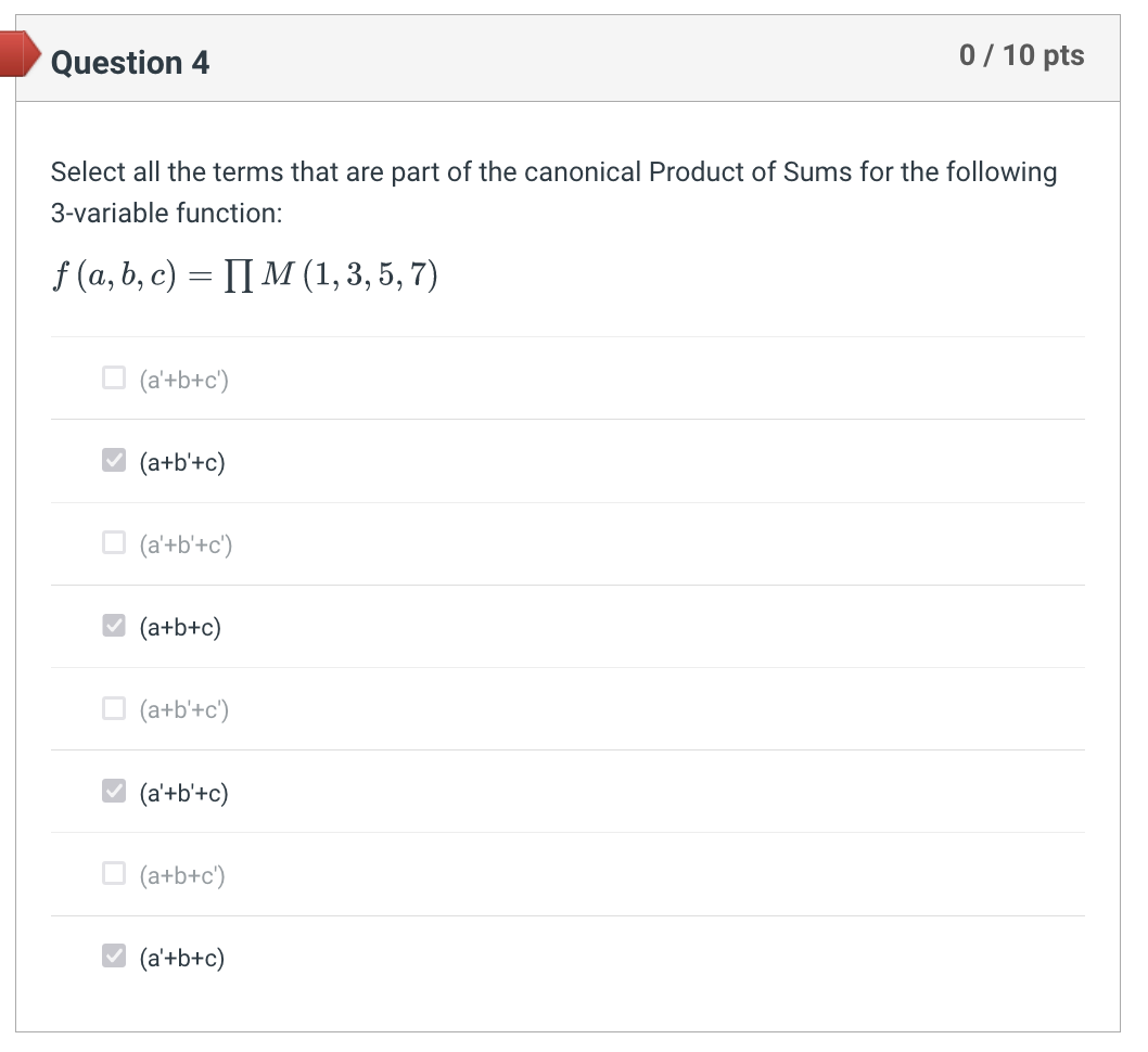 Solved Select all the terms that are part of the canonical | Chegg.com