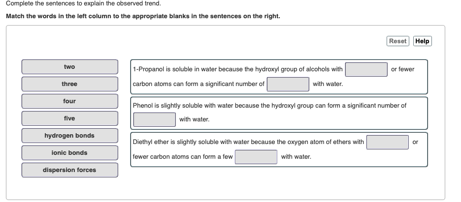 Solved Complete the sentences to explain the observed trend. | Chegg.com