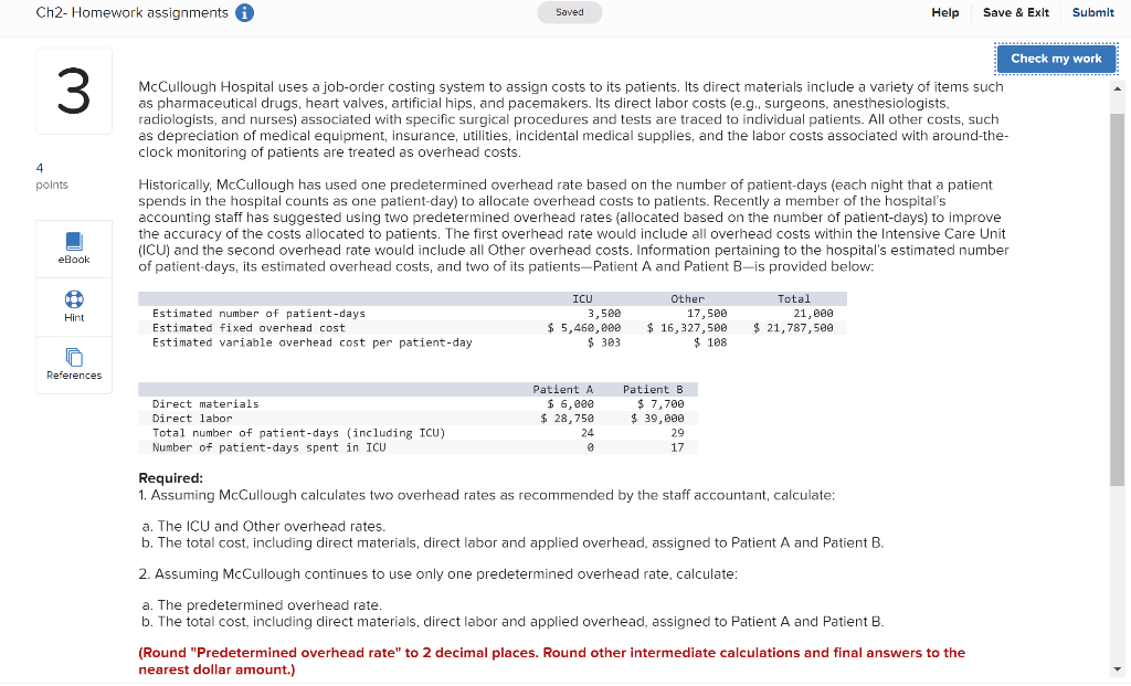 Solved Ch2- Homework assignments Saved Help Save & Exit | Chegg.com