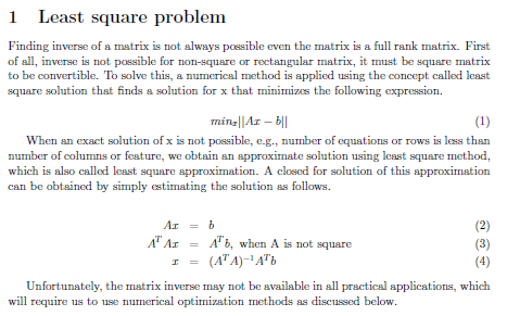 1 Least square problem Finding inverse of a matrix is | Chegg.com