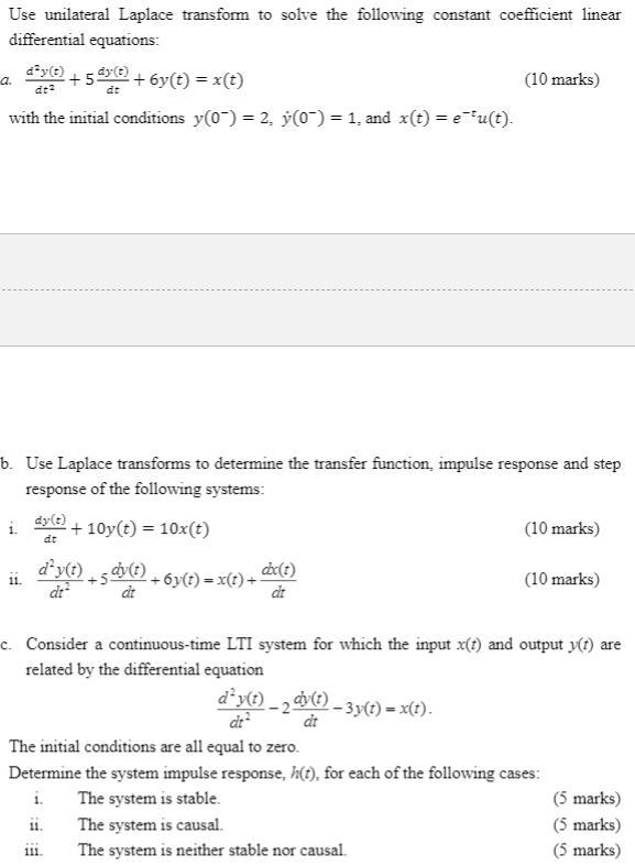 Solved Use unilateral Laplace transform to solve | Chegg.com