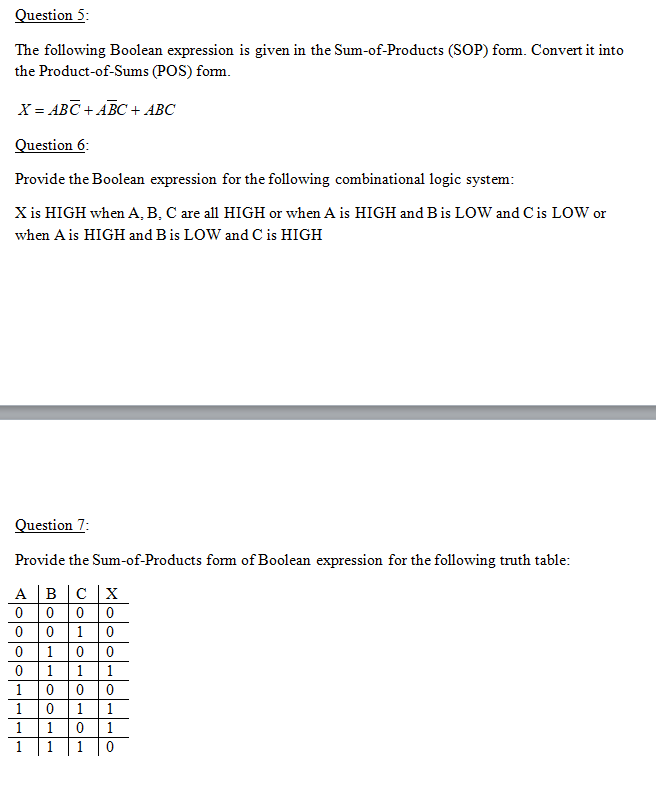 Solved Question 5 The following Boolean expression is given | Chegg.com