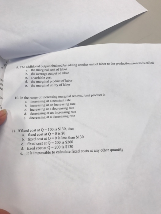 Solved 9. The additional output obtained by adding another | Chegg.com
