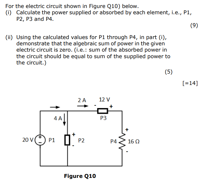 Solved For the electric circuit shown in Figure Q10) | Chegg.com